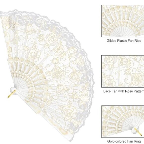 Party Supplies | 5x Vintage Rose Lace Floral Folding Hand Fans | Poshmark